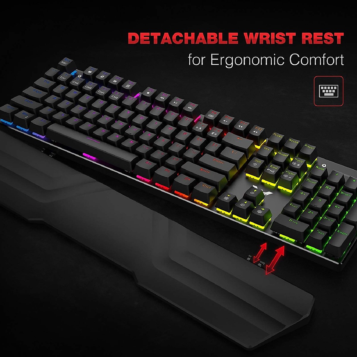 Havit Mechanical Keyboard and Mouse Combo RGB Gaming 104 Keys Blue Switches Wired USB Keyboards with Detachable Wrist Rest, Programmable Mouse, RGB Large Gaming Mouse Pad for PC Gamer Computer Desktop