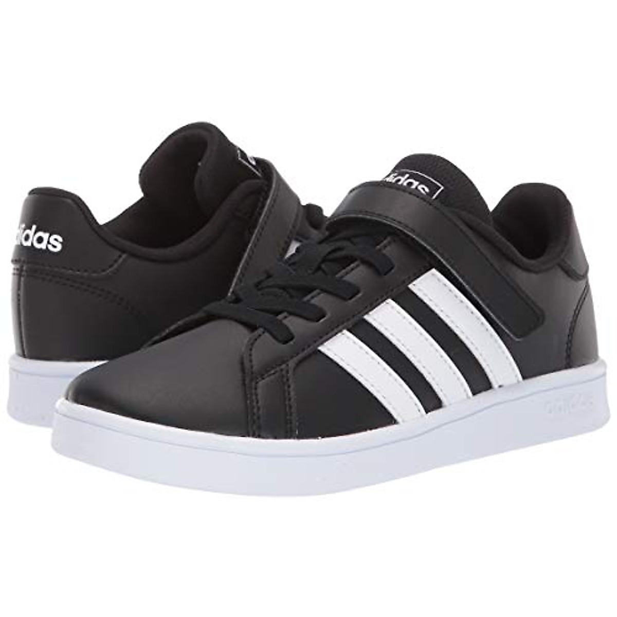 Adidas unisex child Grand Court - Kids Tennis Shoe, Black/White/White, 10.5 Little Kid US