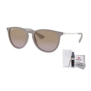 Ray-Ban RB4171 ERIKA Round Sunglasses For Women (Dark Rubber Sand/Brown, 54)+ BUNDLE with Designer iWear Eyewear Kit
