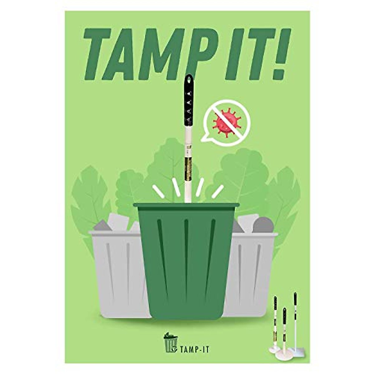 TAMP-IT Mighty Mini Manual Trash Compactor Frees Up Space in Bins, Receptacles, Dumpsters Reduce Trips to Dispose Trash Cost Effective (12" T- 7 1/2" D)