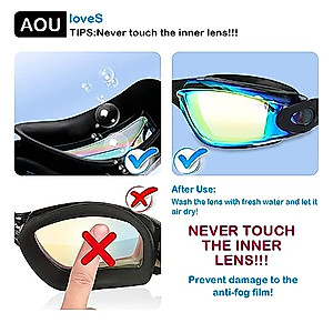 Aouloves Swim Goggles,Anti Fog No Leaking Clear Vision Water Pool Swimming Goggles for Adult Men Women Youth