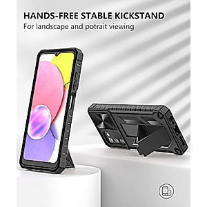 for Samsung Galaxy A03s Protective Case: Military Grade Drop Proof Full Protection Mobile Phone Cover with Kickstand | Durable Rugged Shockproof TPU Matte Textured Tough Bumper Shell