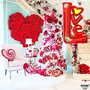 KatchOn, Big Red Love Balloon, 44 Inch - Foil Love Balloon Letters | Huge Red Love Ballon for Him | Valentines Day Balloons, Romantic Decorations Special Night, Love Valentines Balloon for Anniversary