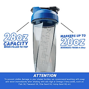 Helimix 2.0 Vortex Blender Shaker Bottle 28oz | No Blending Ball or Whisk | USA Made | Portable Pre Workout Whey Protein Drink Shaker Cup | Mixes Cocktails Smoothies Shakes | Dishwasher Safe (28 oz, Blue)