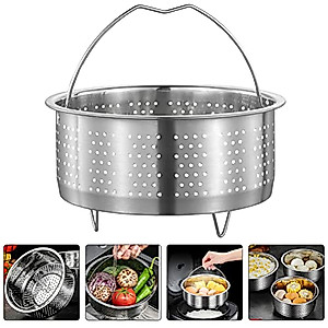 Luxshiny Rice Cooker Rice Cooker Rice Cooker Steamer Basket with Handle Legs Vegetable Steamer Insert Stainless Steel for Steaming Food Meat Fish Rice Veggie 22cm Accessories