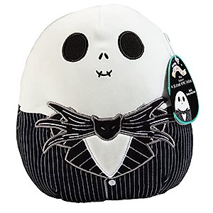 Squishmallows 8-Inch Jack Skellington - Official Jazwares Plush - Nightmare Before Christmas - Collectible Soft & Squishy Stuffed Animal Toy - Add to Your Squad - Gift for Kids, Girls & Boys