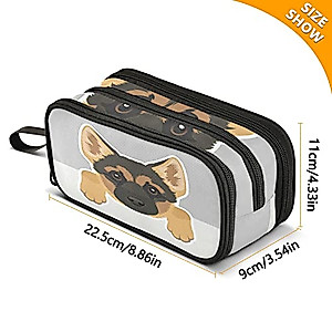 J JOYSAY German Shepherd Puppy Dog Pencil Case Large Big Capacity Pencil Bag for Girls Boys Pen Bag Stationery Pouch Zipper for College Students School Office