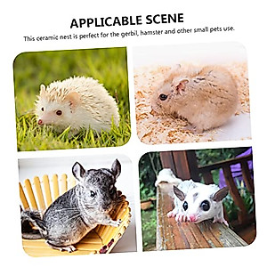 COLLBATH Mushroom Ceramic Nest Bath Animal Cage - Chinchilla Cage Accessories Hamster Accessories for Cages Small Animal Cage Accessories Pet Supply Small Animals House Red