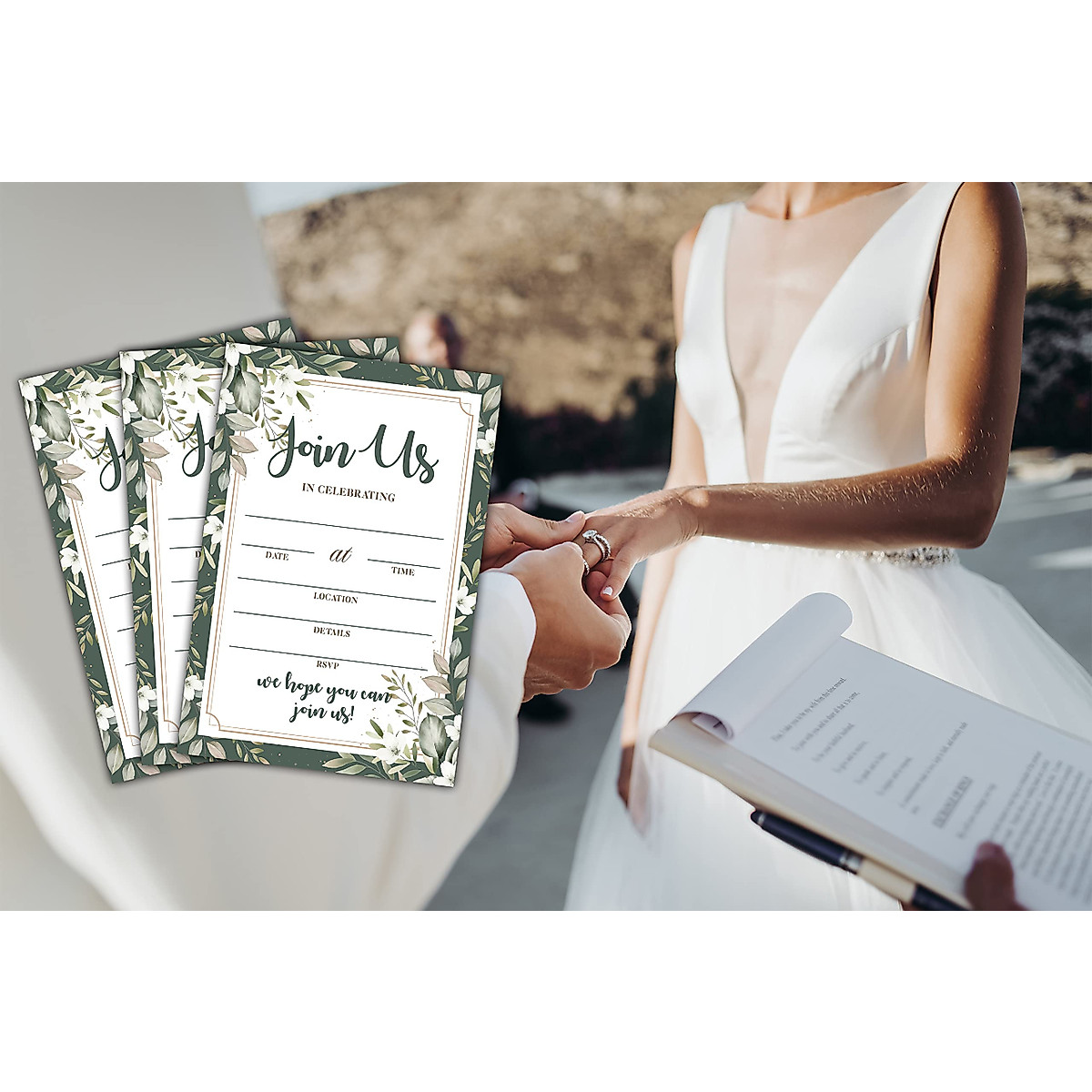 Wedding Reception Invitation, Greenery Bridal Shower Fill-in Invites Cards, Beautiful and Minimalist Wedding Planning Supplies,03(25 Pack)