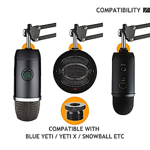 2 Pack Screw Thread Adapter, 5/8" Male to 3/8" Female Mic Screw for Blue Yeti/Blue Snowball/Blue Yeti X Microphone Stand Mount by Frgyee (Black)