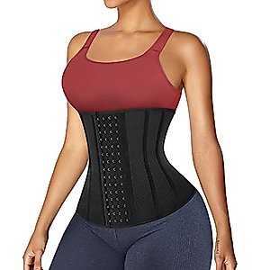 LANCS Women Waist Trainer Corset Trimmer Belt Weight Loss Neoprene Sauna Sweat Workout Girdle Slim Belly Band Black