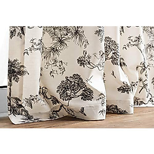 Maison d' Hermine Tailored Curtain 100% Cotton Easter One Panel 50"x108" Curtains, Easy Hanging with a Rod Pocket & Loop for Living Rooms Bedrooms Offices, Bonobo - Grey - Spring/Summer