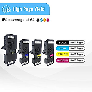 4 Colors Compatible Toner Cartridges TK5242 TK-5242 High Capacity 4000 Pages for Black, 3000 Pages for Cyan Magenta Yellow for Kyocera ECOSYS P5026cdn P5026cdw M5526cdn M5526cdw Laser Printers