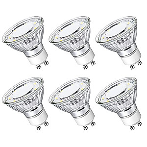 LE GU10 LED Light Bulbs Non-Dimmable, 5000K Daylight White GU10 Bulb Replacement for Recessed Track Lighting, 4W LED Bulbs with 100°Flood Beam for Kitchen, Range Hood, Living Room, Bedroom, 6 Pack