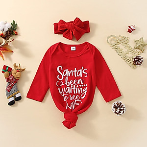 Infant Newborn Baby Girls Floral Sleep Gown Headband Sleepwear Romper Sleeping Bags Outfits (Christmas&Letter, 0-3 Months)