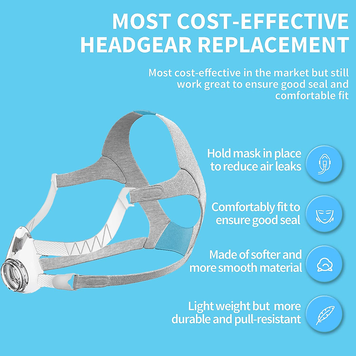 Headgear for AirFit N20/ AirTouch N20, Soft Comfortable Unisex CPAP Replacement Headgear Strap, Adjustable Home Ventilator Mask Headband with Stronger Vel-cro Compatible with ResMed AirFit N20