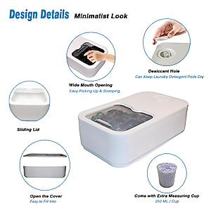 Gnjoyxuan Laundry Pods Container, Laundry Detergent Dispenser with Sliding Lid, Dishwasher Pod Container Holder for Laundry Organization and Storage, Large