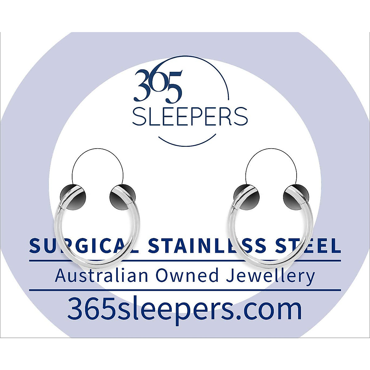 365 SLEEPERS 2PCS 16G Surgical Stainless Steel 6mm - 10mm Hinged Hoop Segment Nose Helix Tragus Septum Ring Unisex Sleeper Earrings
