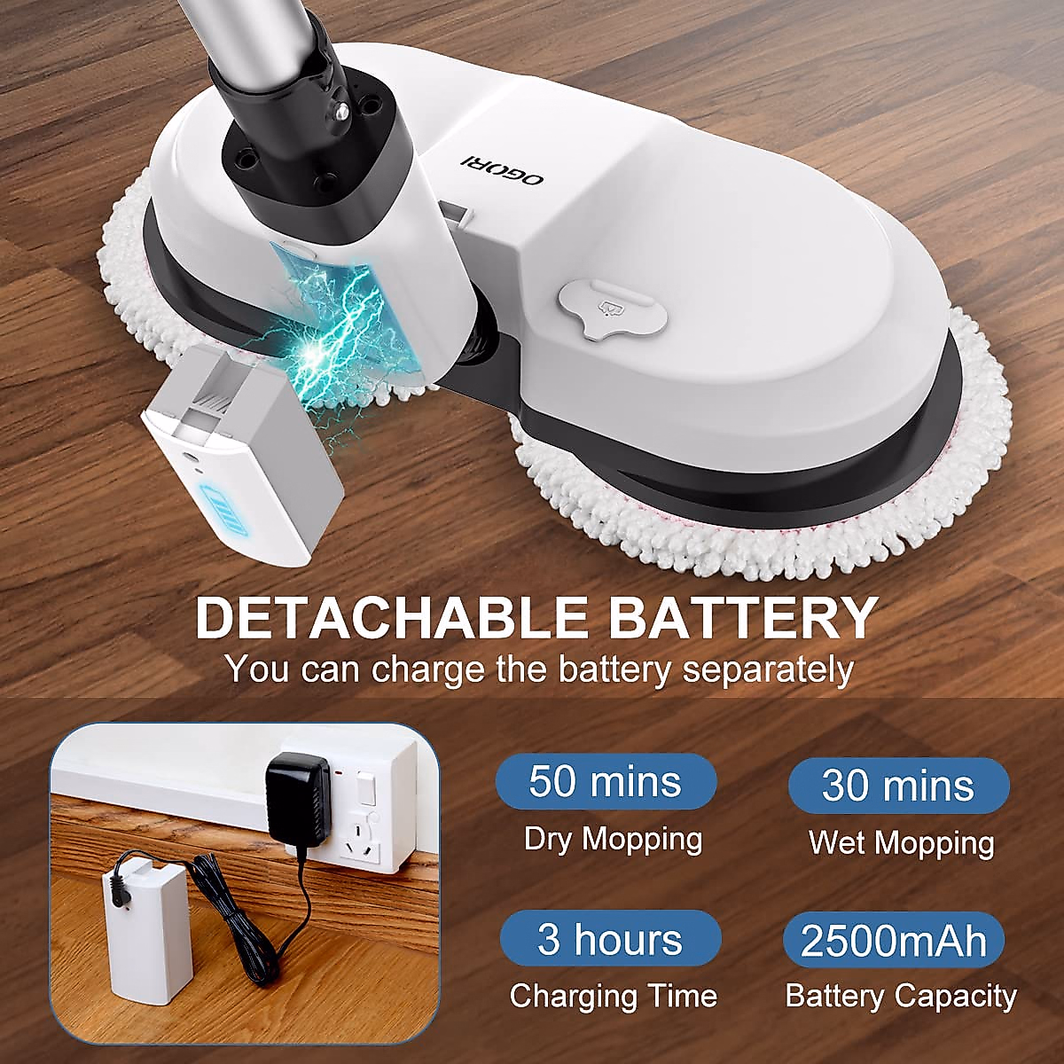 OGORI Battery Replacement B07 Cordless Electric Mop