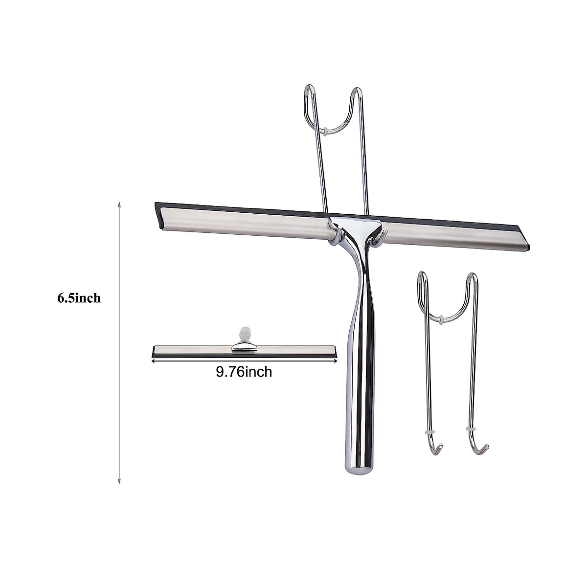 Aliglow All Purpose Stainless Steel Squeegee for Glass Shower Doors, Car Window, Home Mirrors, Bathroom Shower Cleaner Wiper 10 inches