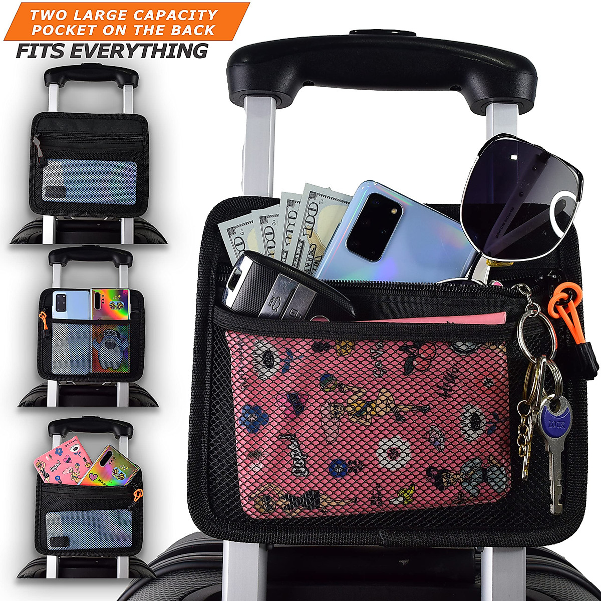 Herculean Merchs Luggage Cup Holder - Black Nylon & Polyester Drink Holder for Suitcase Handles - Caddy Bag Accessory for Beverage, Bottle Holder - Luggage Gift, Drink Caddy for Traveler Carry On