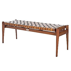 Safavieh Couture Home Dilan 47-inch Brown and Light Brown Leather Weave Bench