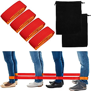2 Sets 4 Legged Race Bands for Kids Field Day Team Building Games for Work Birthday Holiday Party Outdoor Activities for Adults Boys Girls Group Fun Games(39 x 4 Inch)