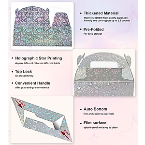 Naleyber Rainbow Party Favor Treat Boxes 16pcs Thickened Paper Gift Gable Box, Candy Snack Goodie Bag for Birthdays, Wedding, Holidays, Vivid Colored