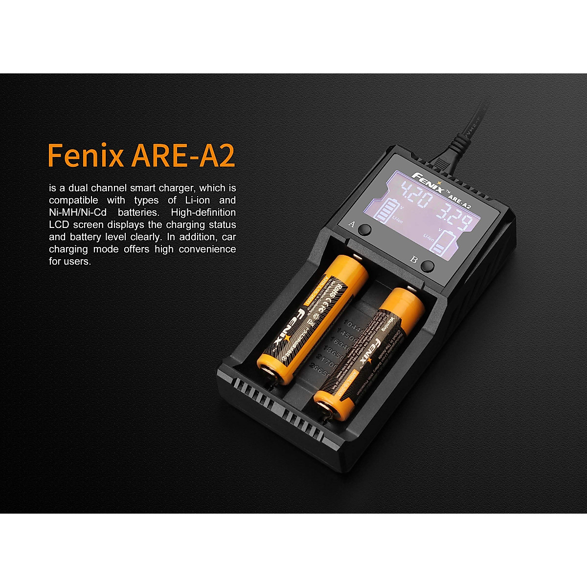 EdisonBright Fenix are-A2 Home/in-car Battery Charger for 21700/18650/16340 BBX5 Battery Carry case Bundle