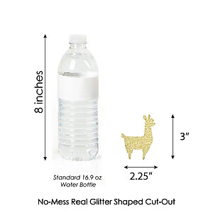 Gold Glitter Llama Party Straws - No-Mess Real Gold Glitter Cut-Outs and Decorative Llama Fiesta Baby Shower or Birthday Party Paper Straws - Set of 24