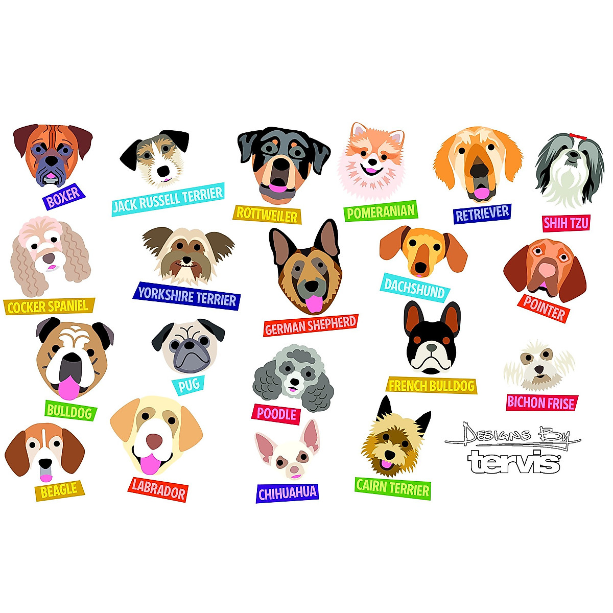 Tervis Triple Walled Flat Art Dogs Insulated Tumbler Cup Keeps Drinks Cold & Hot, 20oz Legacy, Stainless Steel