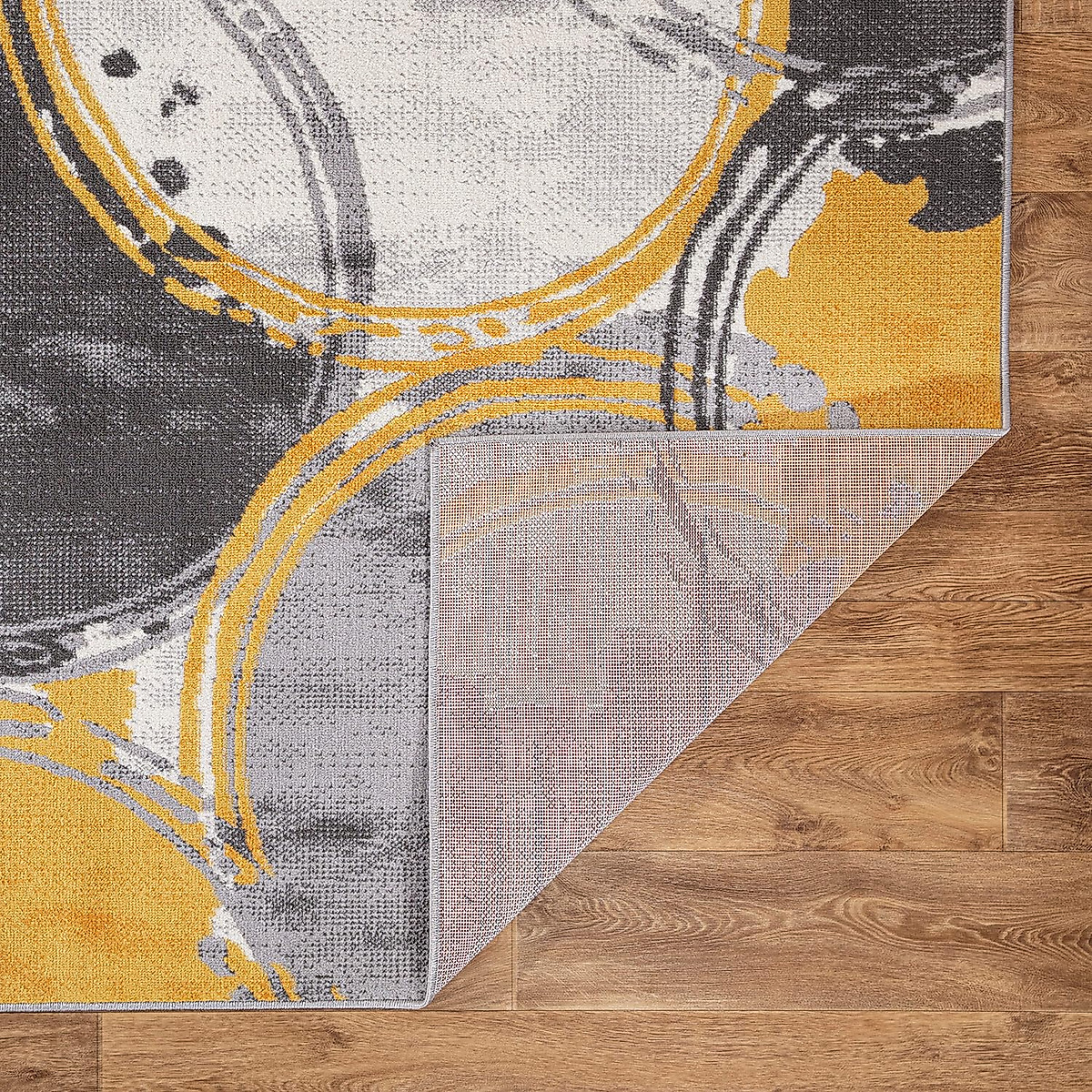 Rugshop Evora Contemporary Modern Circles Area Rug 5' x 7' Yellow