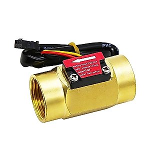 GREDIA G3/4"" Female Thread Brass Water Flow Sensor Switch Hall Effect Liquid Flowmeter Fluidmeter Counter BSP 2-50L/Min（58mm in Total Length）