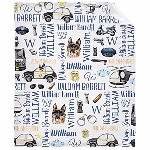 Custom Police Service Baby Blanket Soft Flannel Fuzzy Warm Plush Lightweight Throw for Bed Couch Sofa Camping Good Gift for Kid Boy Girl Teen 40''x 50'' for Kids/Child