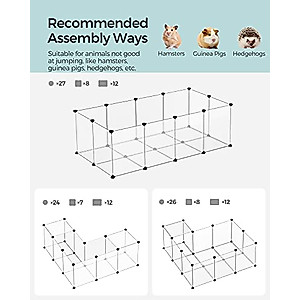 SONGMICS Pet Playpen with Floor, Small Animal Pen, Pet Fence Indoor, DIY Plastic Enclosure for Hamsters, Rabbits, Hedgehogs, Ferrets, 56.3 x 28.7 x 18.1 Inches, White ULPC02W