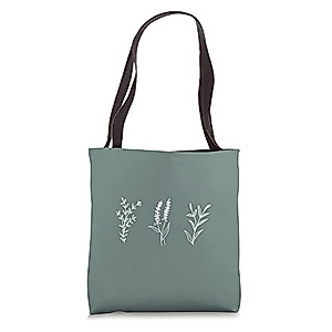 Sage Green Botanical Leaf Plant Flower Leaves Tote Bag