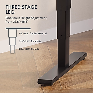 FLEXISPOT Pro Bamboo 3 Stages Dual Motor 55x28 Inch Electric Height Adjustable Standing Desk Whole-Piece Board Desk Sit Stand Up Desk (Black Frame + Bamboo Desktop)