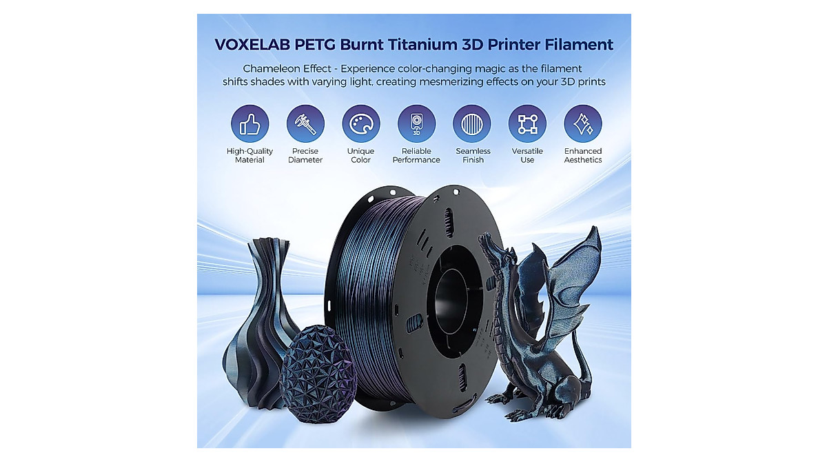 VOXELAB 3D Printer Filament - Durable PETG Burnt Titanium 1.75mm
