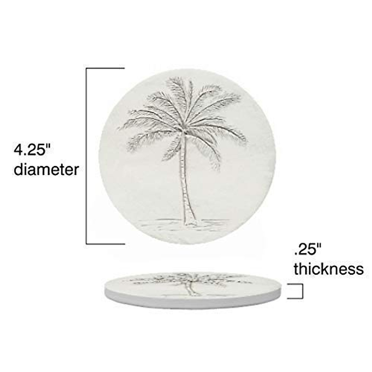 Palm Tree Absorbent Drink Coaster set - Handmade by McCarter Coasters - 4.38 inch (4pc)