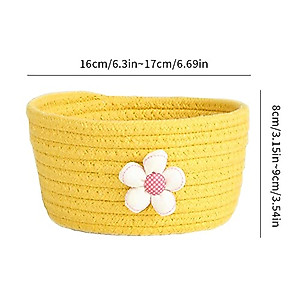 Tutuba Cotton Rope Baskets, Woven Round Cute Storage Baskets Decorative Storage Bins for Desk Dog Cat Toy Kids Baby Girls Gifts