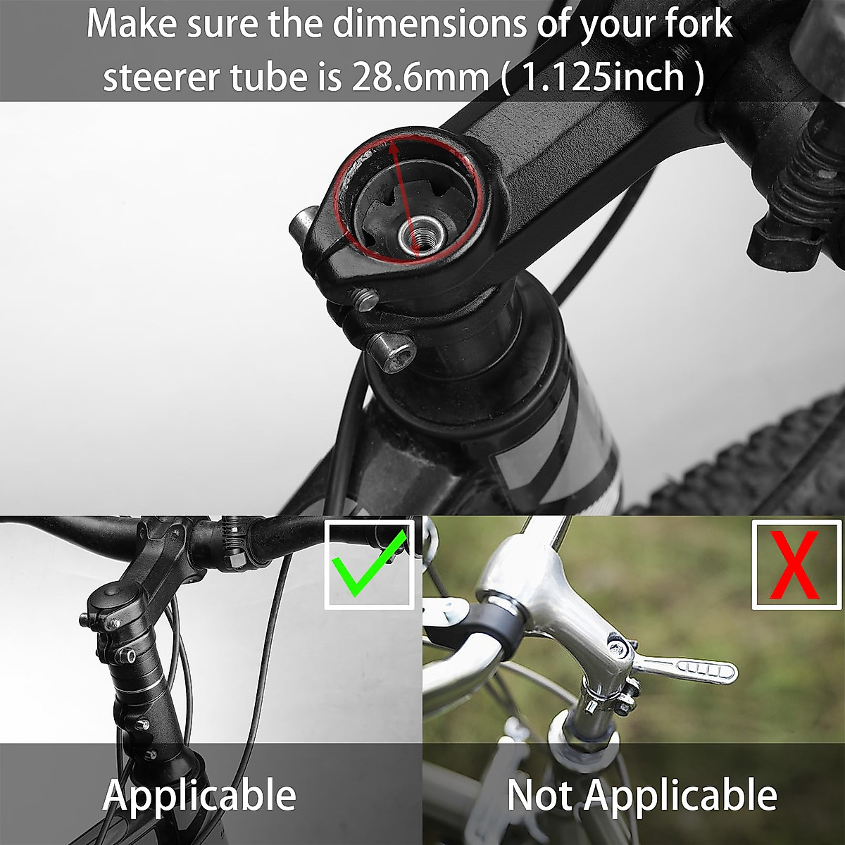 KREMORV Bike Stem Riser Extender Aluminum Alloy Bicycle Fork Stem Adapter for MTB Mountain Road BMX Bike