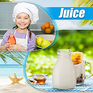 6 Pcs 16oz Glass Milk Bottles with Lids Small Milk Bottles Container with Lid for Refrigerator Storage Reusable Glass Bottles for Homemade Almond Milk Coffee Creamer Parties Breakfast Wedding Picnic