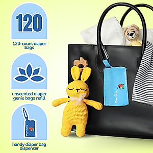 MOM EASY Compostable Diaper Disposable Bags With Dispenser, 120 Counts Baby Diaper Bags Dispenser, Diaper Bags Refill, Diaper Garbage Bags, Baby Disposable Diaper Sacks