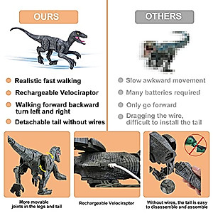 MAMABOO Remote Control Dinosaur Toys for Boys Kids Girls 3 4 5 6 7 8 Years Old Electronic RC Robot Toy LED Lightup Walking Roaring Velociraptor Jurassic Dino Rechargeable Raptor Blue Birthday Gifts