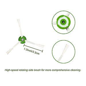 Rumba Replacement Side Brush Parts for iRobot Roomba i7/i7+ j7/j7+ i6/i6+ i8/i8+ i3/i3+ i4/i4+ i1/i1+ i2/i2+ i5/i5+ e5 e6 I J E Series Vacuum Cleaner Accessories Kit,6 Side Brush,Green,1 Screw Driver