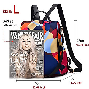 NAITOKE Women Backpack Anti-theft Backpack Lightweight Travel Shoulder Bag,red-colorful,L