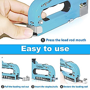 SHALL Staple Gun Heavy Duty, 3-in-1 Upholstery Staple Gun Kit with 3000 Staples, Staple Remover, Manual Brad Nailer with Specific Staples Outlet Position Indicator
