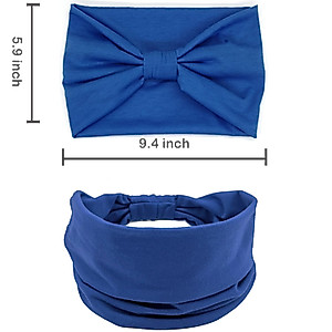 IVARYSS Wide Headbands for Women, Cute Bright Knotted Head Wraps Turbans, Large African Style Head Bands Hair Accessories, 6 Pack