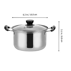 Hemoton Cooking Soup Pot Stew Pan Stainless Steel Pot with Lid Soup Pot Pasta Cooking Pot Sauce Pot Double Handle Household Cookware for Home Kitchen 16cm Chinese Steamer Pot Noodles Pot