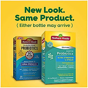 Nature Made Ultra Strength 12 Strain Digestive Probiotics, Dietary Supplement for Digestive Health Support, 25 Probiotic Capsules, 25 Day Supply